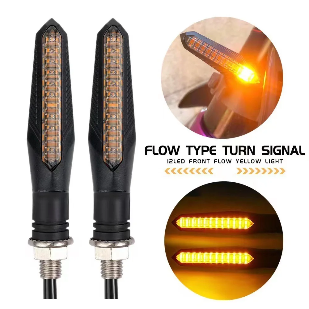 2pcs Flashing Water Flowing 12LED Motorcycle Turn Signal Light Blinker ...
