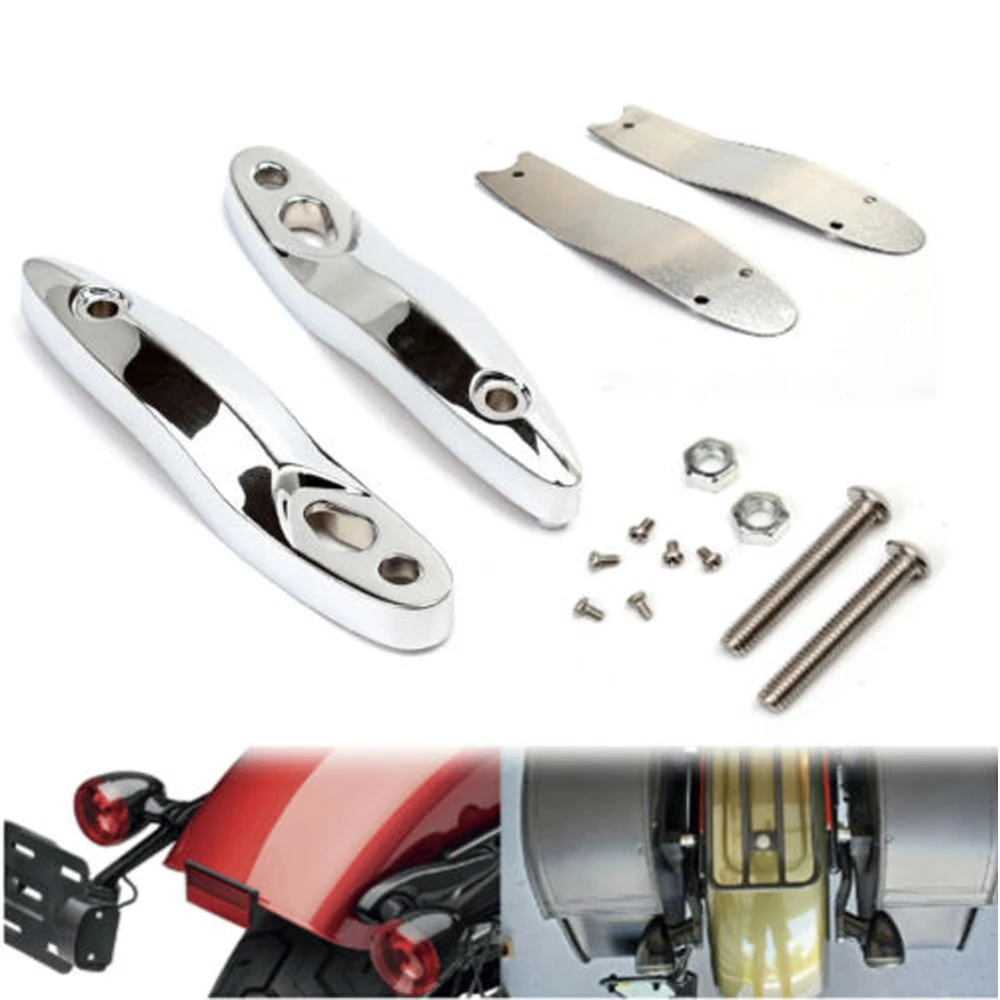 Motorcycle-Chrome-Black-Rear-Turn-Signal-License-Plate-Relocation-Kit ...