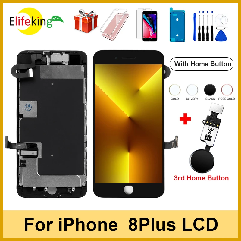 AAA+++LCD Display For iPhone 8 8 Plus with Home Button Touch Screen Replacement For iPhone 8G 8P ...
