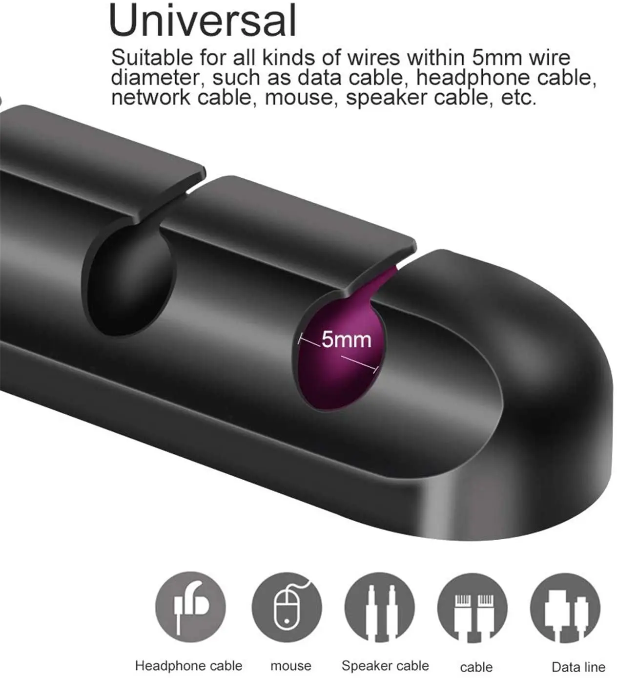 3 pinces--Support pour enrouleur de câble USB, pour iPhone, Xiaomi, souris, écouteurs, fil ...