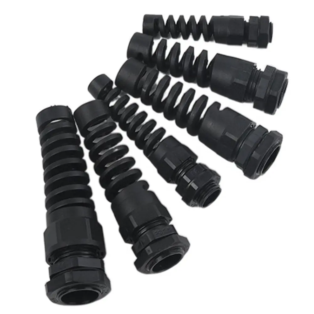 2Pcs-Black-Waterproof-Cable-Gland-Anti-Bending-PG7-Plastic-Joint-M12 ...