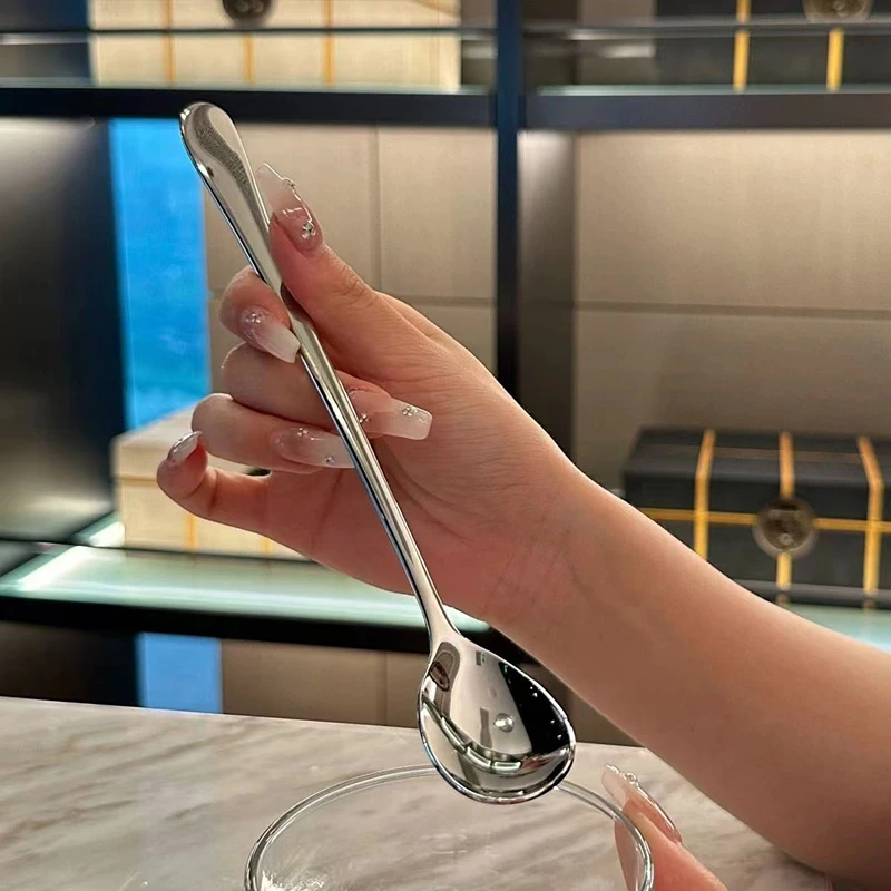 Stainless-Steel-Round-Spoon-Net-Red-Golden-Dinner-Long-Handle-Stirring ...