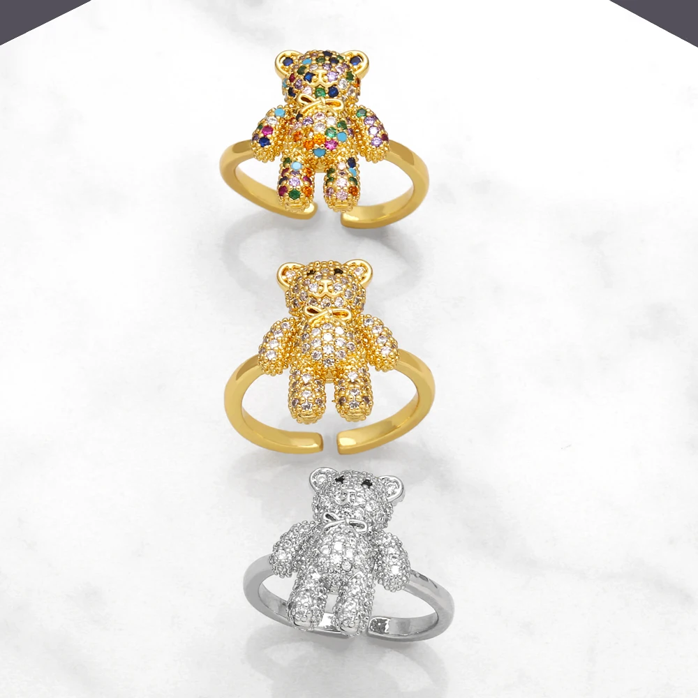OCESRIO-Trendy-Mini-Crystal-Cute-Bear-Rings-for-Women-Copper-Gold-Plated-Animal-Open-Ring ...