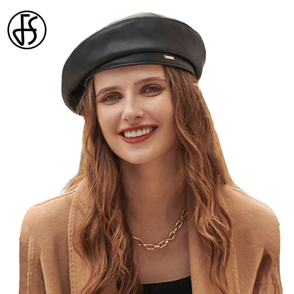 Faux Leather Beret Hats | Faux Leather Cap | Fedoras - 2023 Style ...