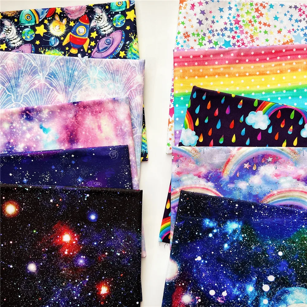 wide110cm Colorful Striped stars rainbow 100% Cotton Fabric Sewing ...