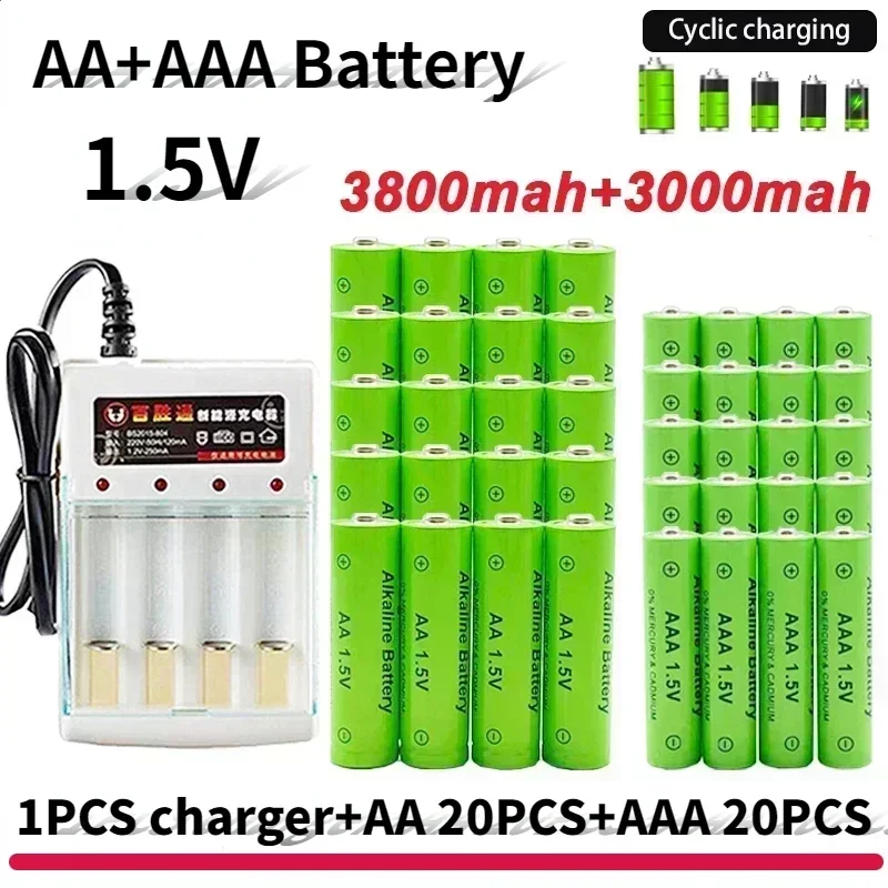AA-AAA-Battery-New-1-5VRechargeableBattery-AA3800MAH-AAA3000MAH-with-Charger-for-LED-Flashlight ...