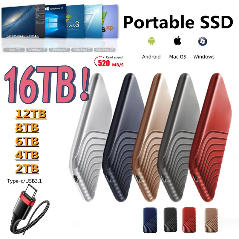 8 To bleu-Disque dur externe portable haute vitesse, SSD d'origine ...