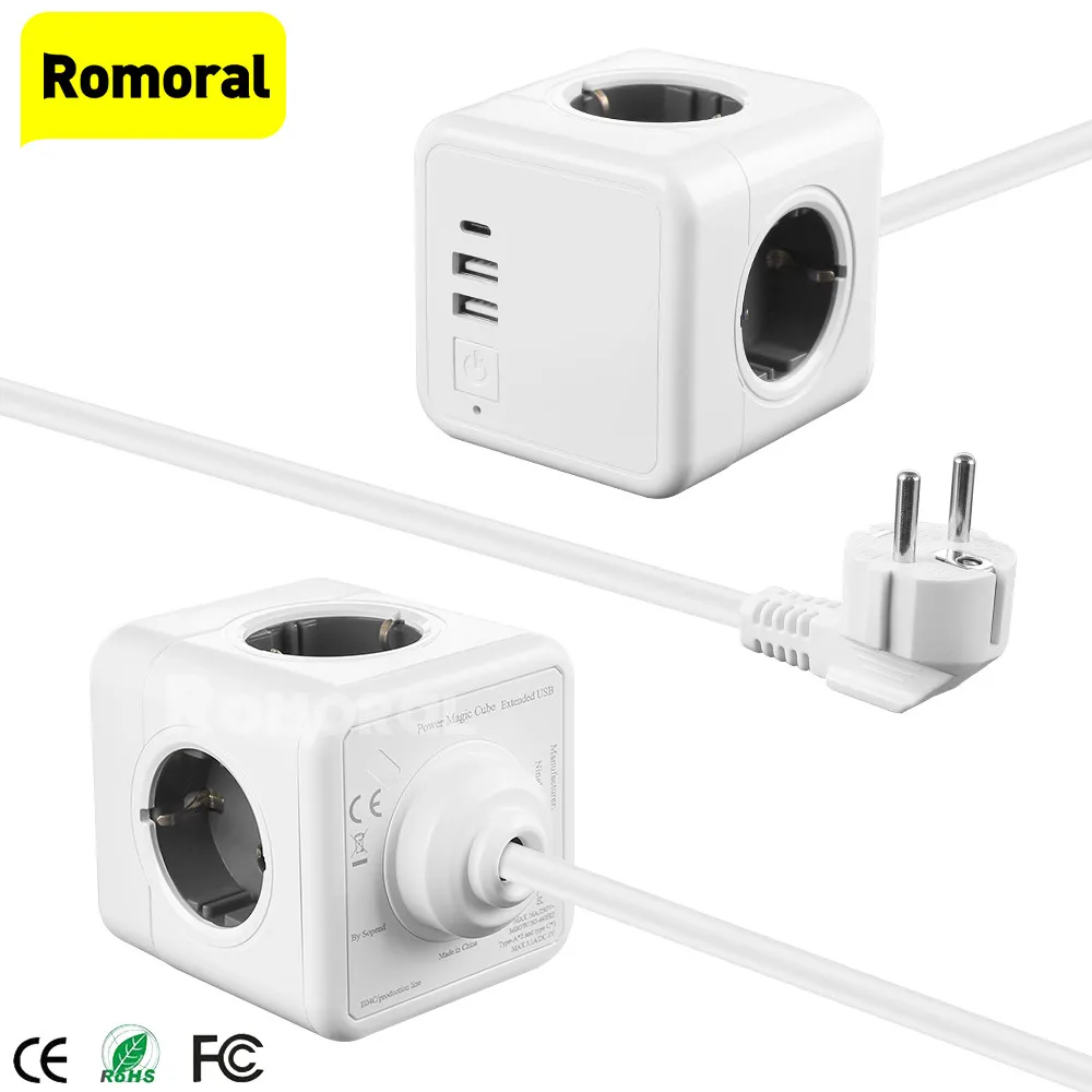 EU-Power-Strip-4AC-Multipriser-250V-16A-USB-Type-C-Plug-Wall-Charger ...