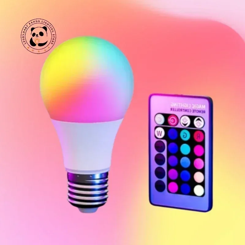 Neon-Night-Lamp-LED-Smart-16-Color-Dimming-Light-Bulb-E27-RGB-Remote ...