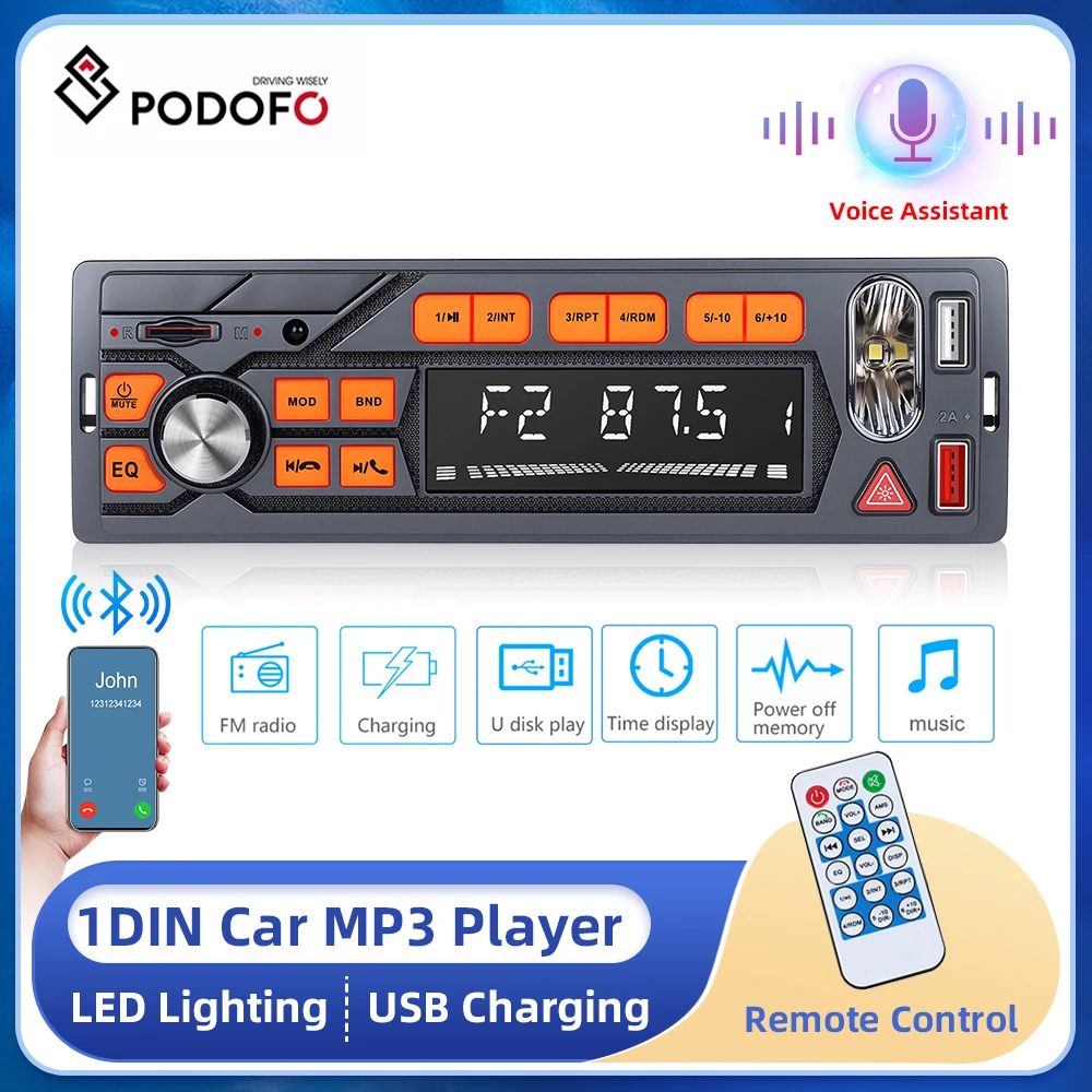 Podofo-1din-In-Dash-Car-Radio-Stereo-Digital-Bluetooth-Audio-Music ...