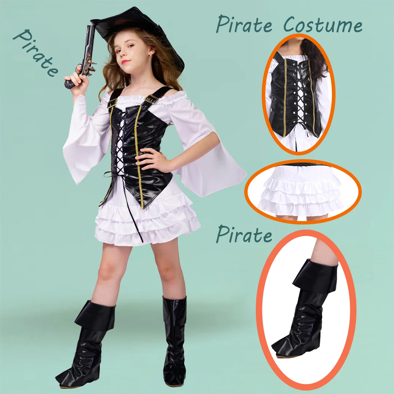 Girl-Pirate-Costume-for-Halloween-Buccaneer-Princess-Costume-Kids ...