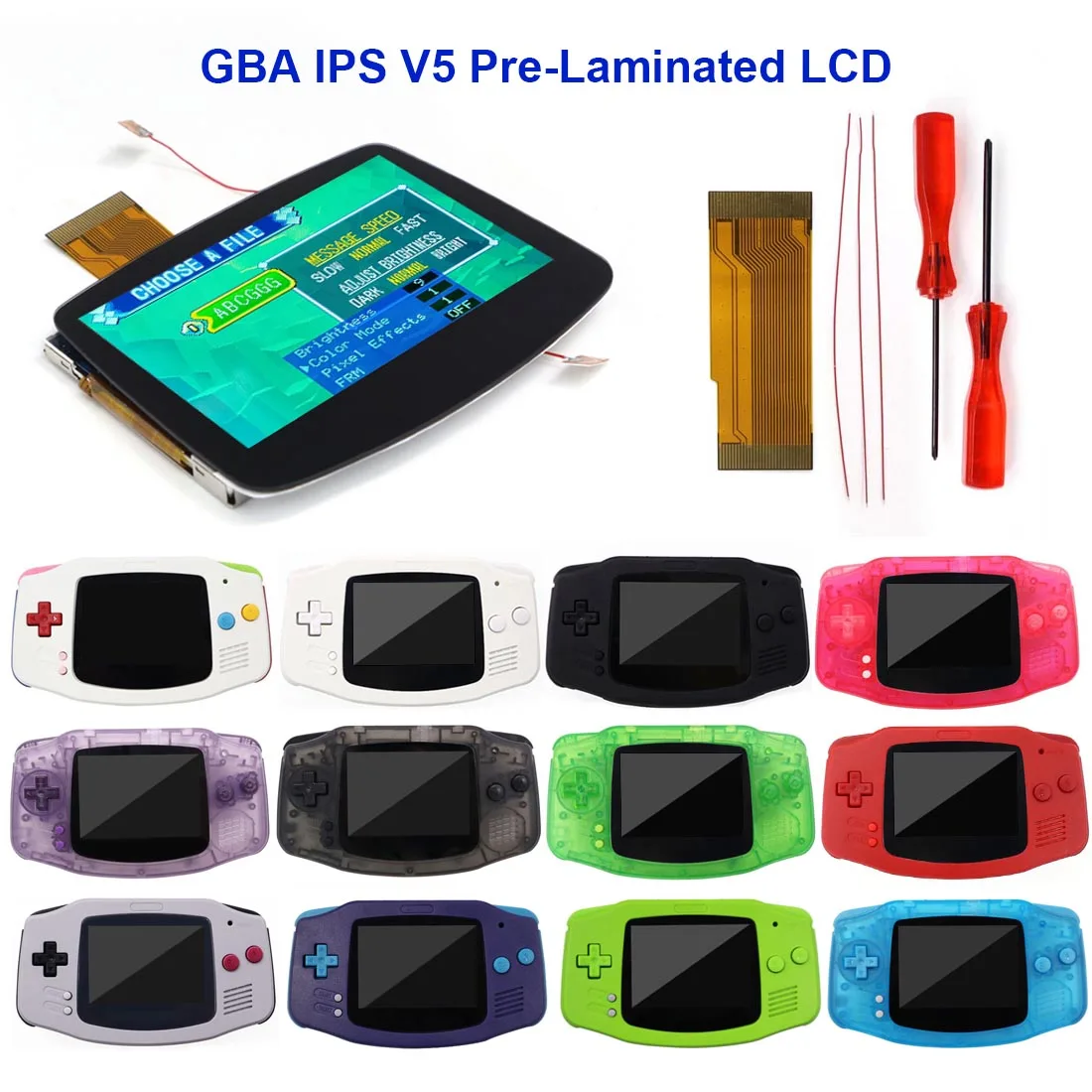 Pantalla-laminada-GBA-IPS-V5-p-xeles-Retro-retroiluminaci-n-Kits-LCD ...