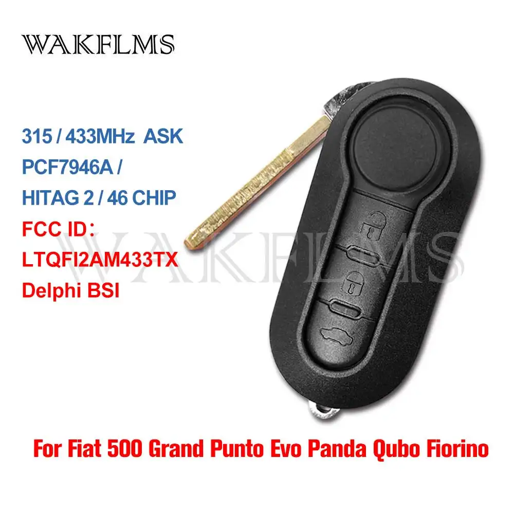 Remote Flip Car Key For Fiat 500 500l Punto Florino Doblo Qubo Punto ...