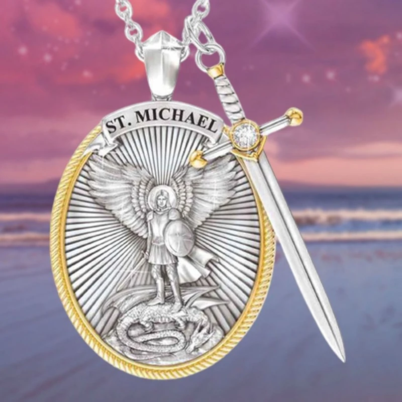 Catholic-Patron-Saint-Pendant-Michael-St-Michael-The-Archangel-Pendant ...