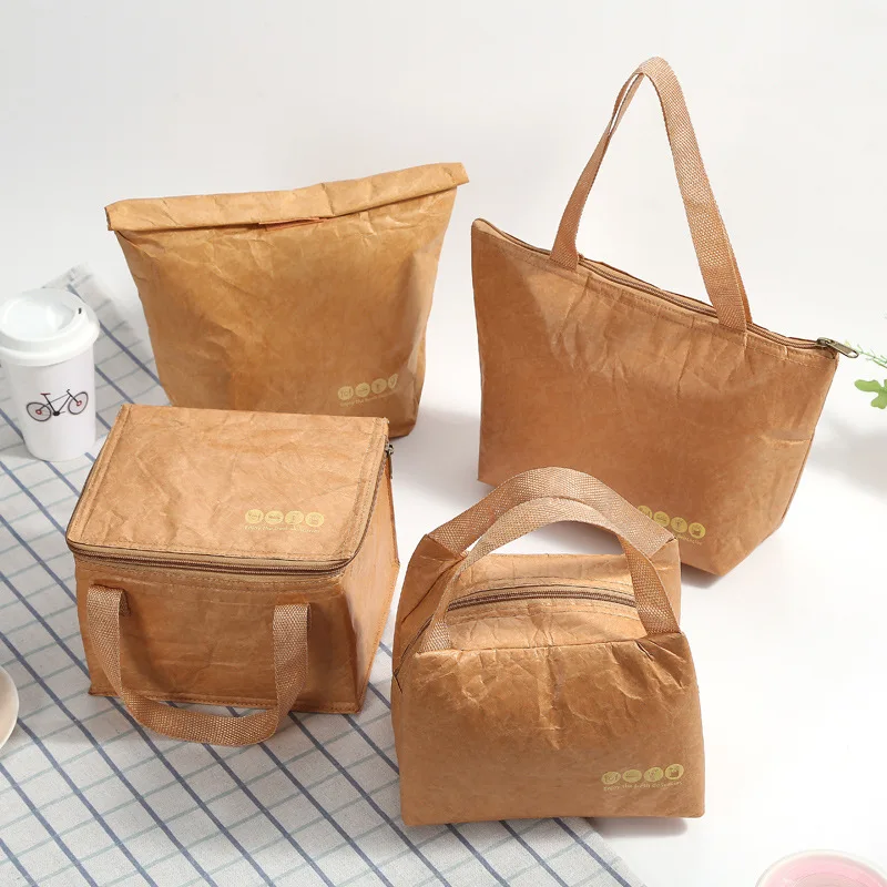 Picnic-Insulated-Ice-Lunch-Box-Bag-Kraft-Paper-Bento-Bag-Foldable ...