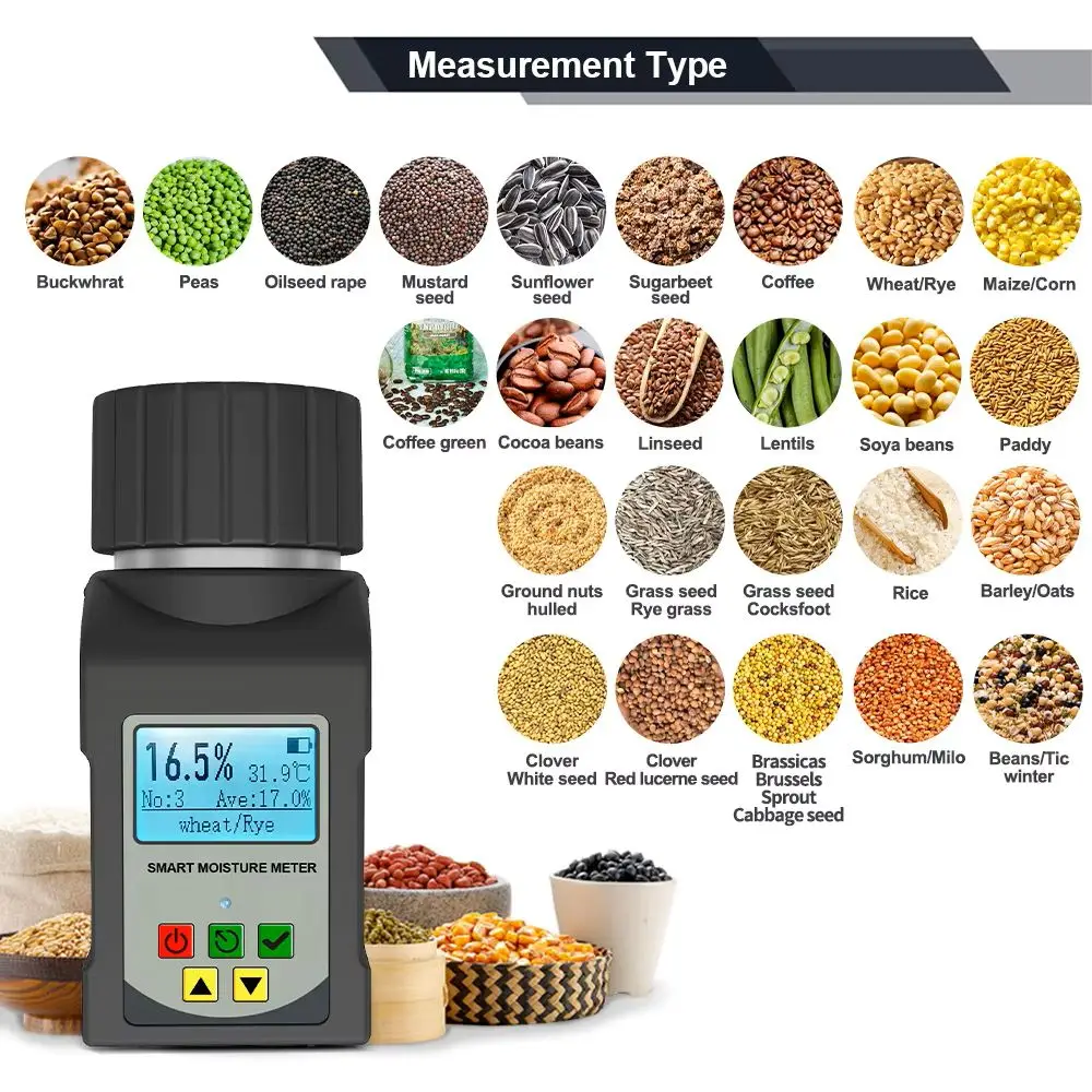 Smart Digital Grain Moisture Meter Humidity Tester for 25 Kinds Grains ...