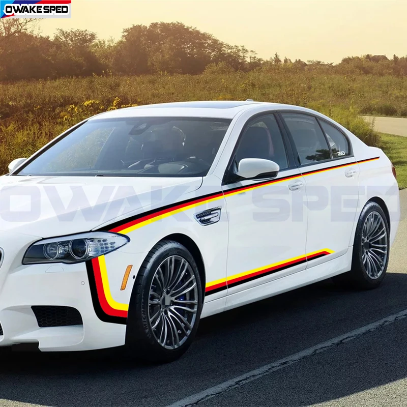 Tricolor-Racing-Stripes-Karosserie-Taillen-linien-Aufkleber-T-r-Seite ...
