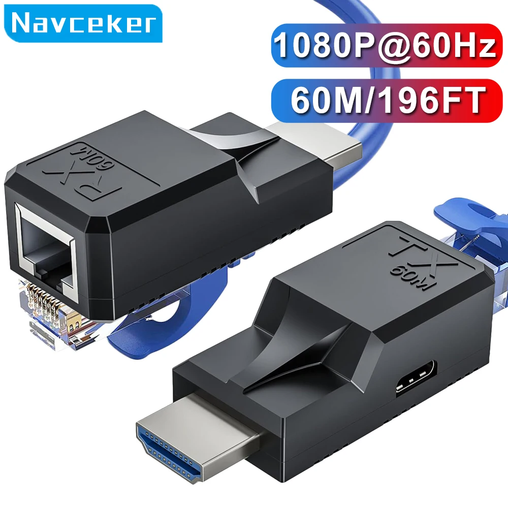 Extensor HDMI de 60M sobre un Solo Cable Rj45 Cat6, Extensor HDMI ...