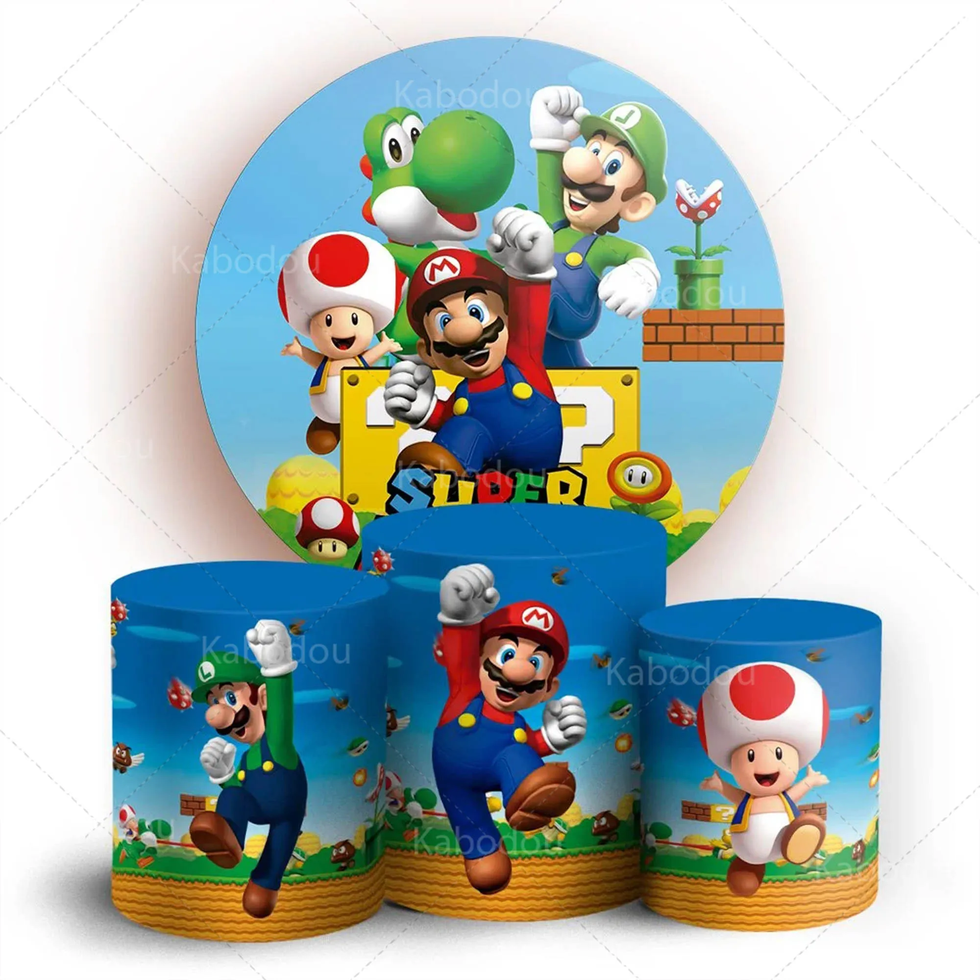 Round-Super-Mario-Bros-Backdrop-Boys-Birthday-Decoration-Game ...