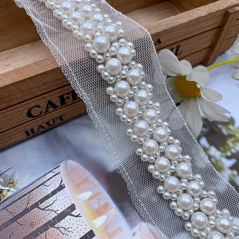 5-8Yards-Piece-White-Pearl-Beaded-Hand-Sewing-Net-Lace-Trim-Border ...