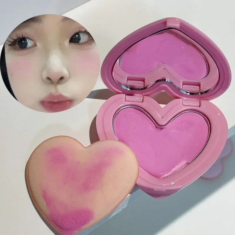 Love-Heart-Shape-Blush-Cream-Monochrome-Smooth-Cheek-Tint-Mud-Blusher ...
