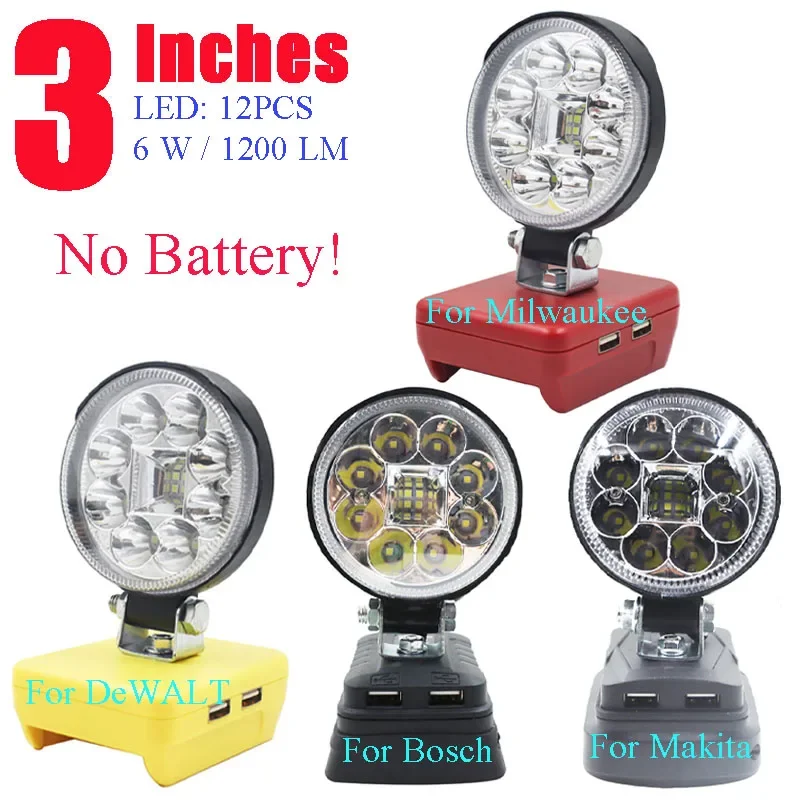 3-Inch-Car-LED-Work-Lights-Flashlights-Torch-USB-Power-Bank-For-Makita ...