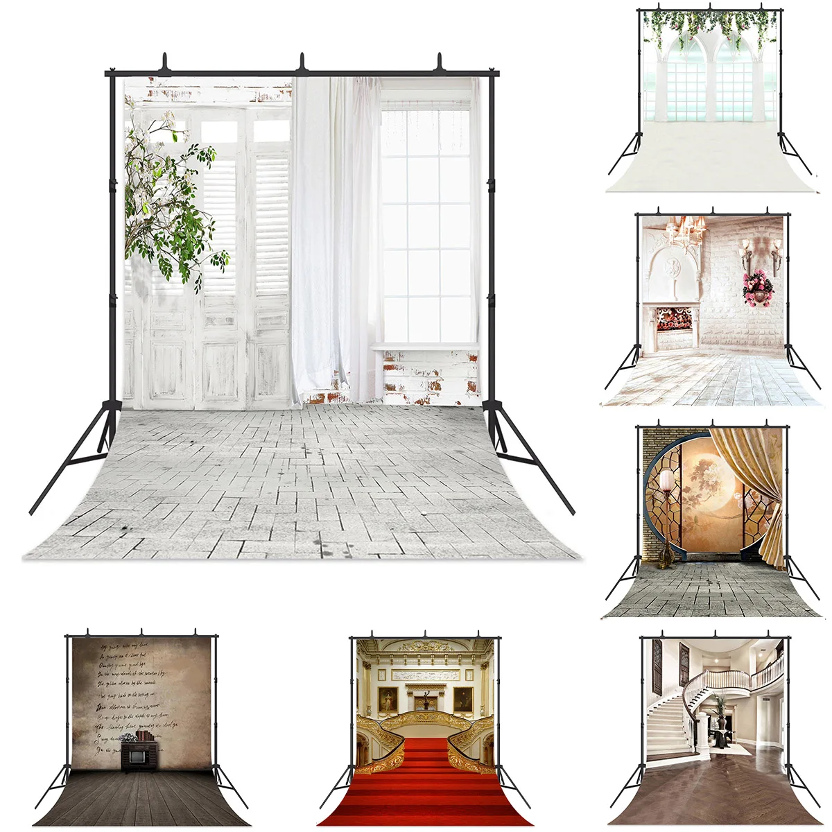 White-Room-Interior-Window-Stairs-Photography-Backdrop-Childeren-Baby ...