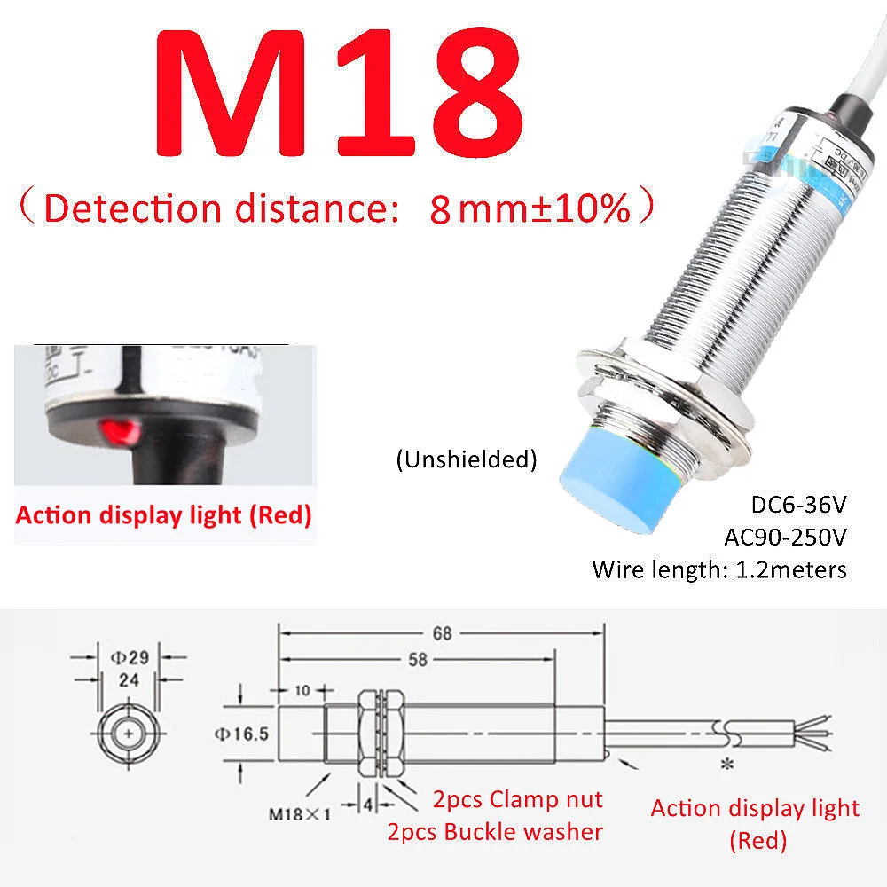 Interruptor de proximidad azul Interruptor de detección de sensor de proximidad inductivo NPN ...