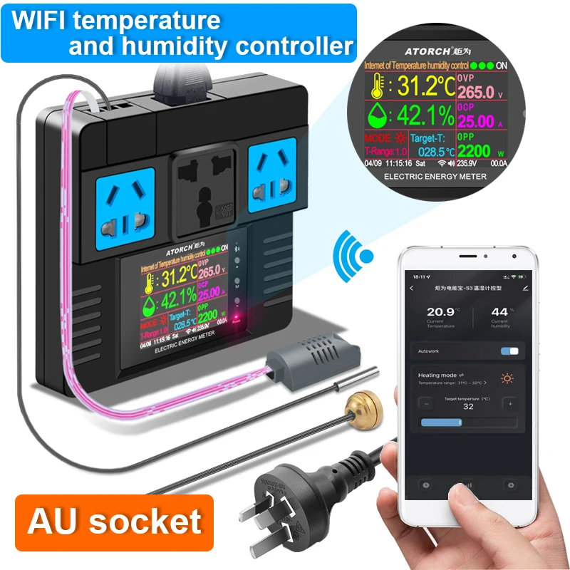 ATORCH S3 WiFi temperature Humidity Controller for Household ...