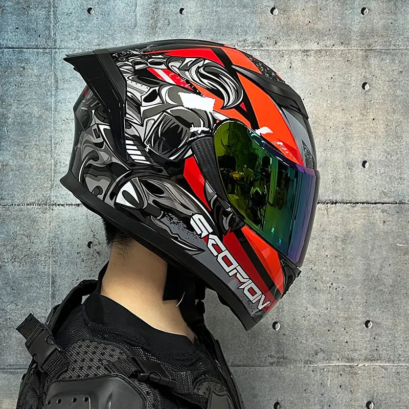 Motorcycle helmet racing personality full cover winter men's and women ...