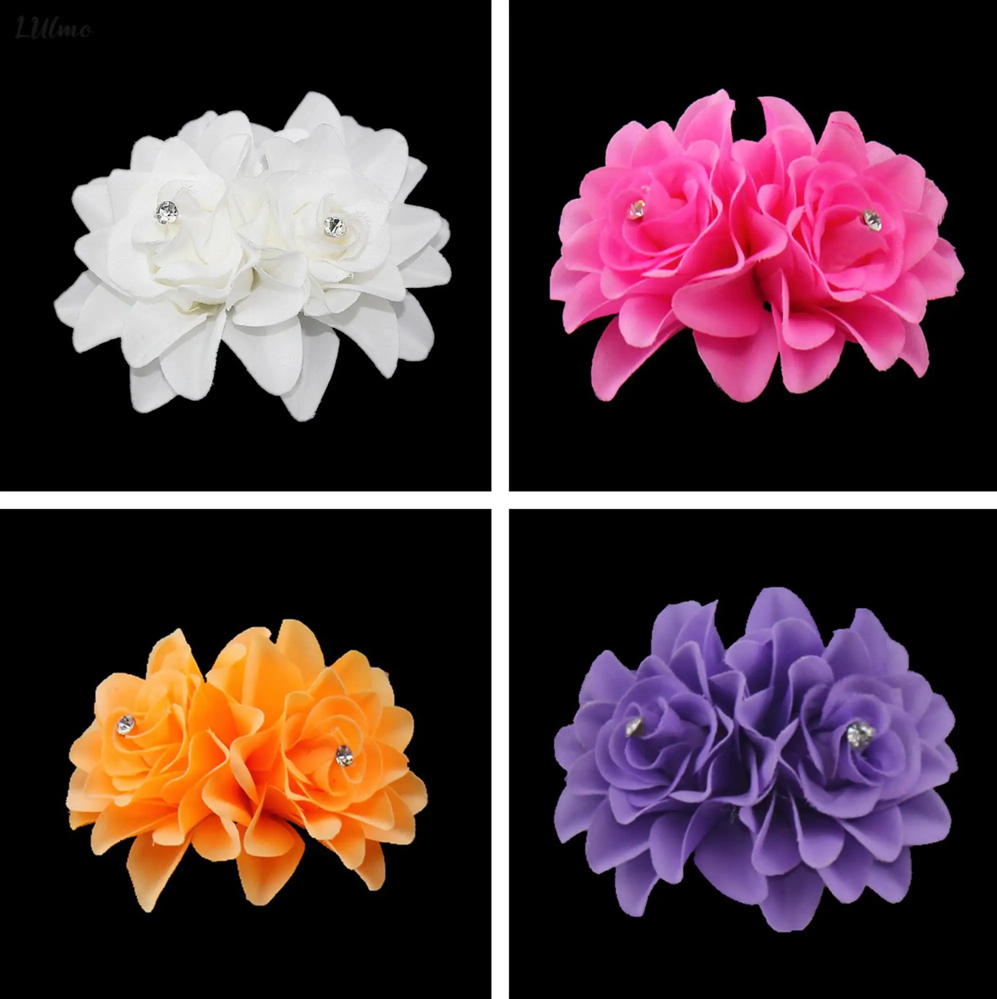 흰색 꽃 머리핀 스틱 웨딩 여성 신부 크리스탈 꽃 머리핀 U 자형 헤어 클립 헤어 액세서리 도매여성 헤어 액세서리