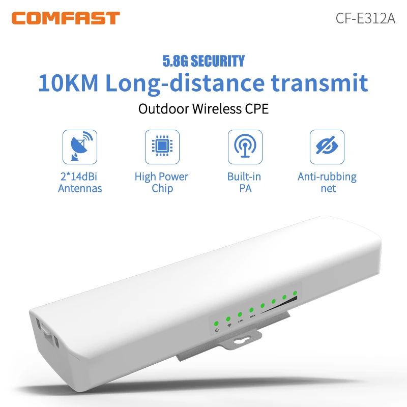 2pcs 5KM Comfast Outdoor CPE Wifi Repeater 5GHz 300Mbps Wireless Wi Fi ...
