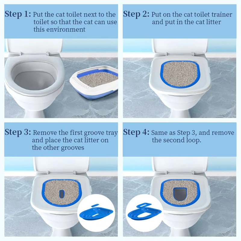 Cat Toilet Training Kit Reusable Cat Toilet Trainer Puppy Cat Litter ...