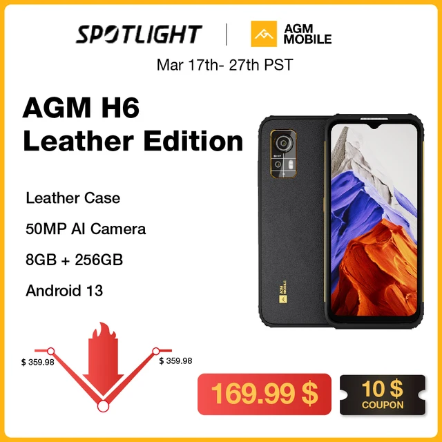 [World Premiere]Smartphone AGM H6 Leather Edition Waterproof Rugged Phone 16RAM 256G ROM 50MP ...