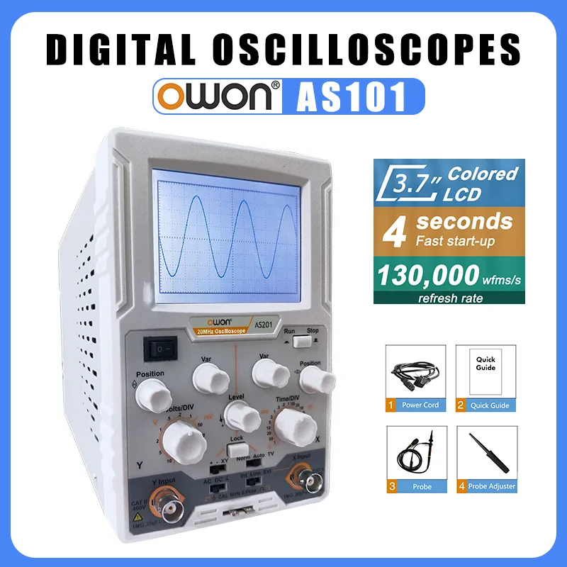 OWON-AS101-AS201-Digital-Oscilloscope-100MS-S-130-000-wfms-S-Waveform ...
