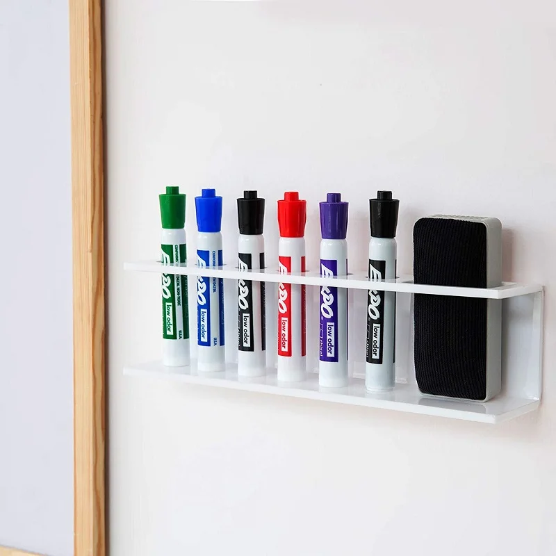 Acrylic-6-Hole-Pen-Holder-Dryerase-Marker-Eraser-Organizer-Storage-Rack ...