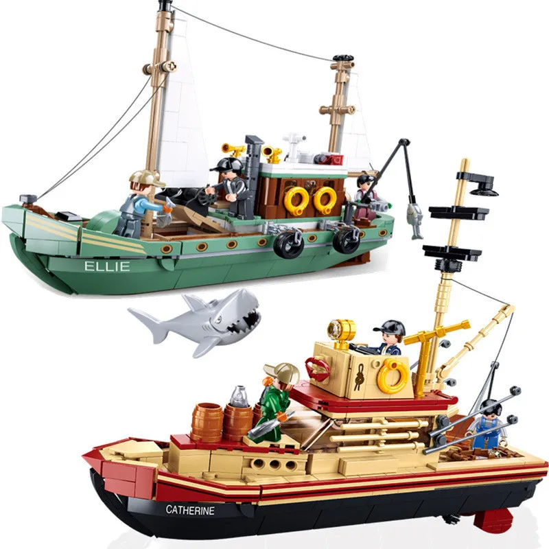 City-Fishing-Boat-Vessel-Trawlboat-Model-Building-Blocks-Set-Pirate ...