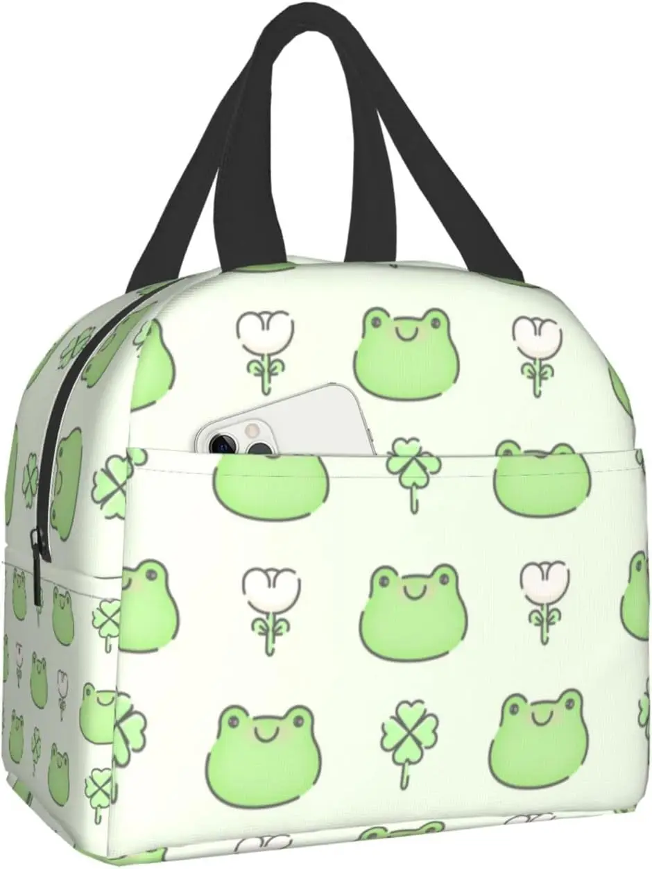 Cute-Green-Frogs-Lunch-Bag-Travel-Box-Work-Bento-Cooler-Reusable-Tote ...