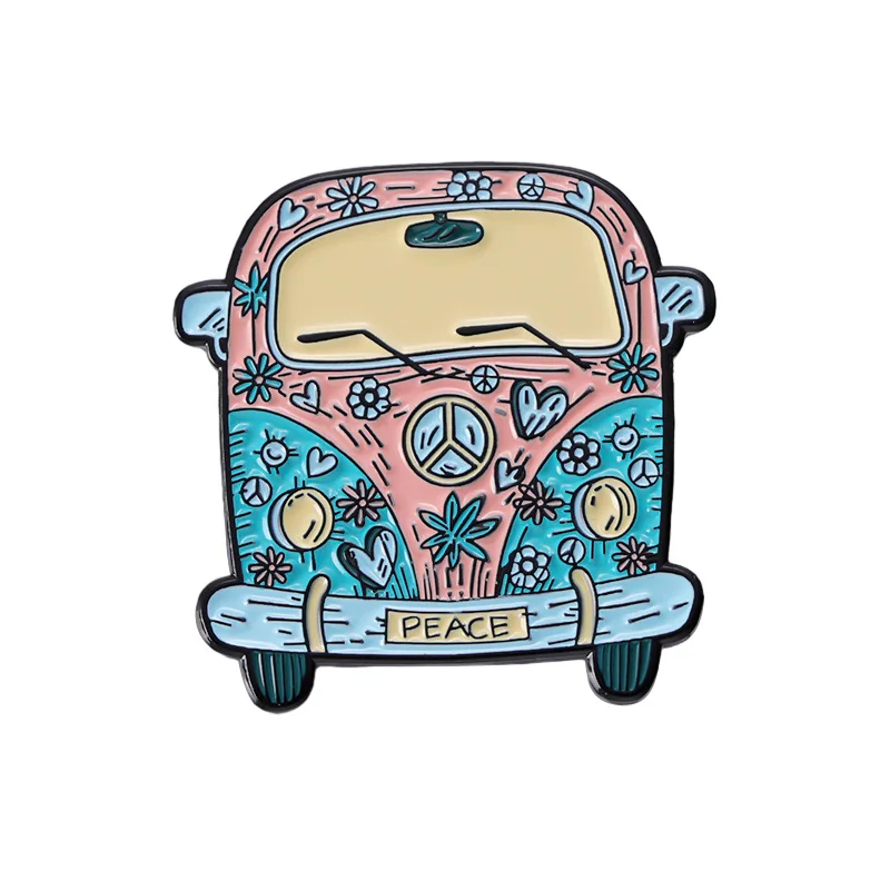 New-Peace-Bus-Lapel-Pin-Cute-Touring-Car-Brooches-Handmade-Jewelry ...