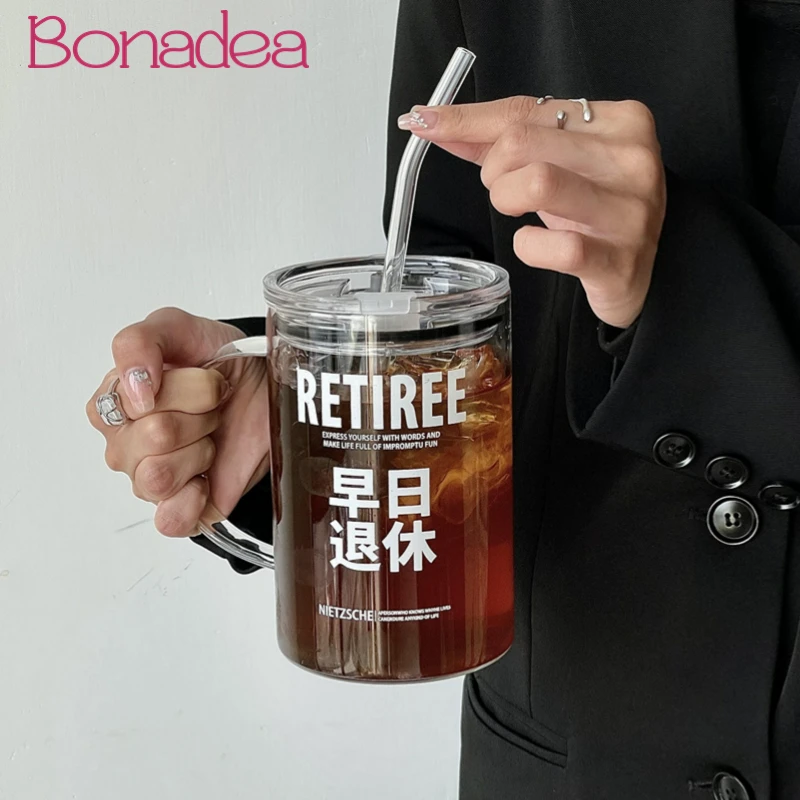 Large-capacity Creative Water Cup 1 Liter Capacity Printed Glass Cup ...