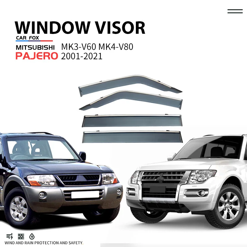 For Mitsubishi Pajero V73 V97 V60 V80 2000-2021 Window Visor Vent Shades Ventvisor Wind ...