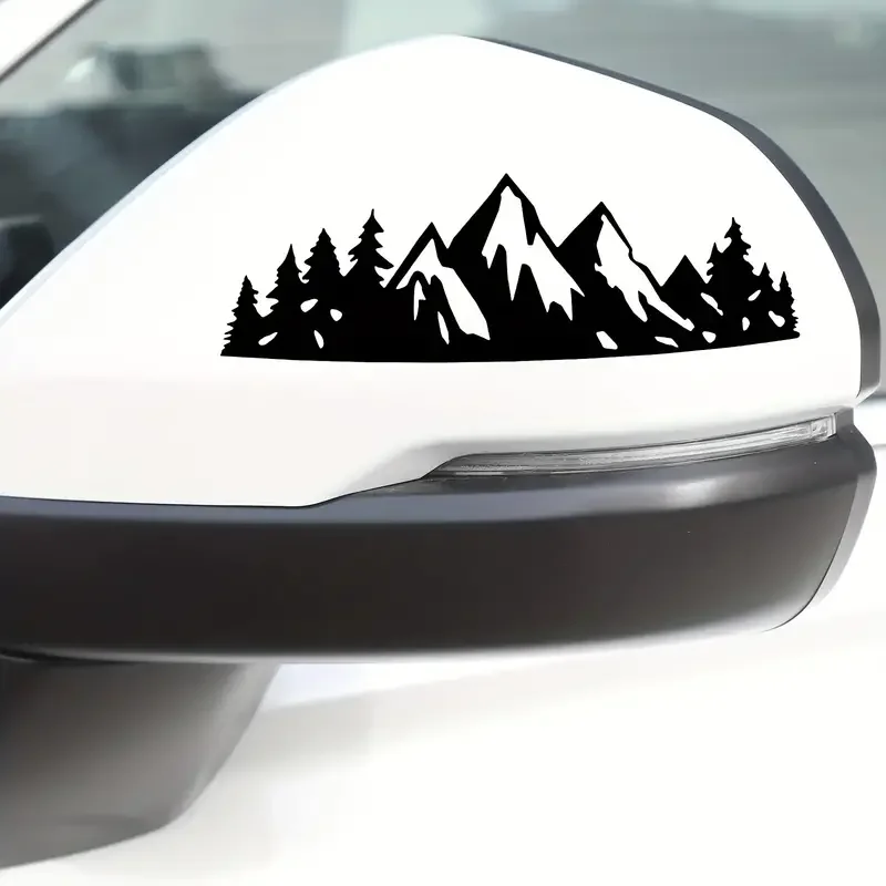 Vibrant Snow Mountain Tree Car Sticker - Waterproof Vinyl Decal for ...