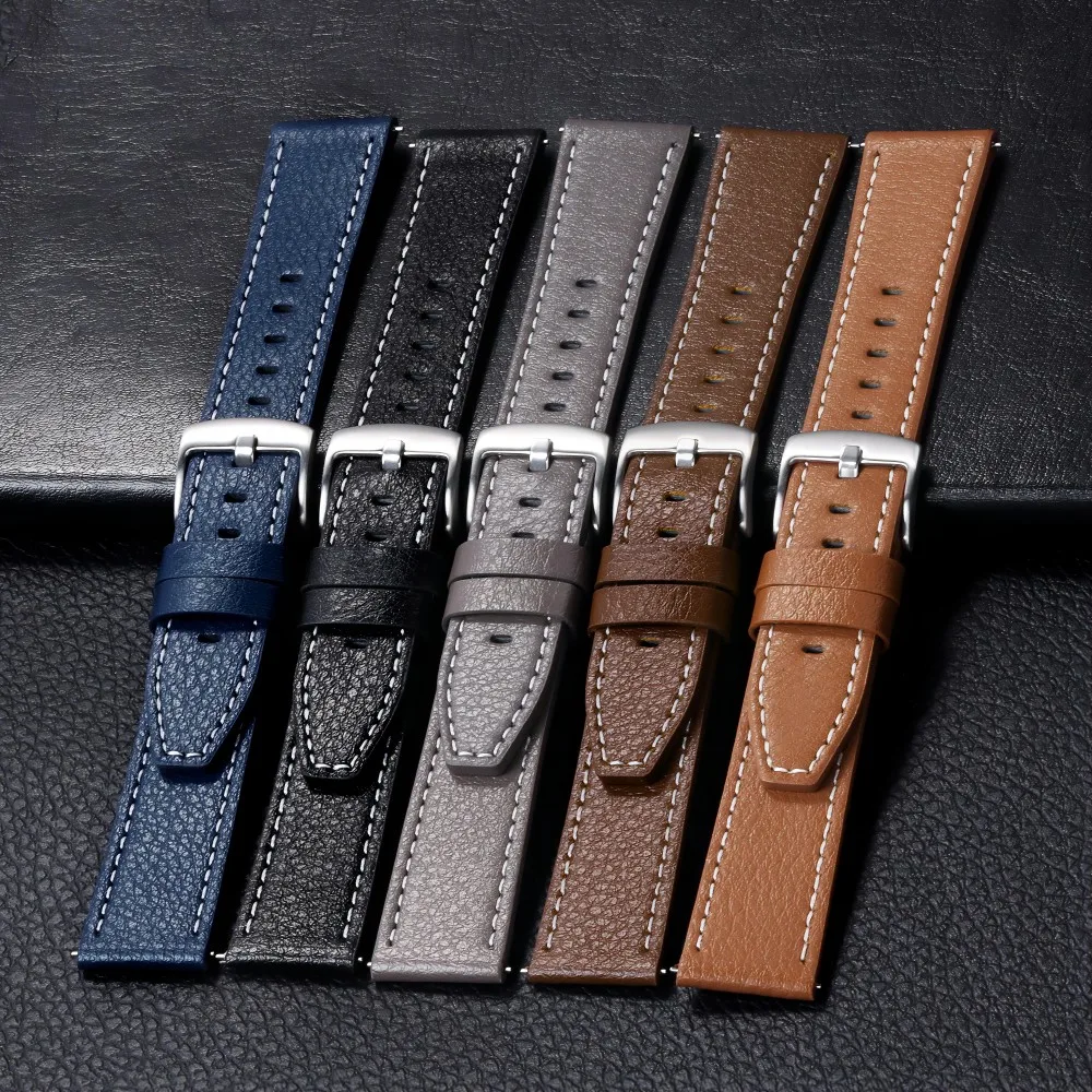 20mm-Genuine-Leather-Watch-Strap-Cowhide-Calfskin-Bracelet-Wrist-Belts ...
