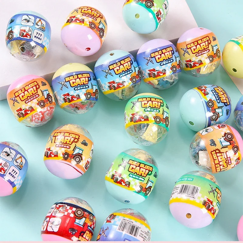 10Pcs Cute Assemble Building Block Car Puzzle Surprise Capsule Egg Toy ...