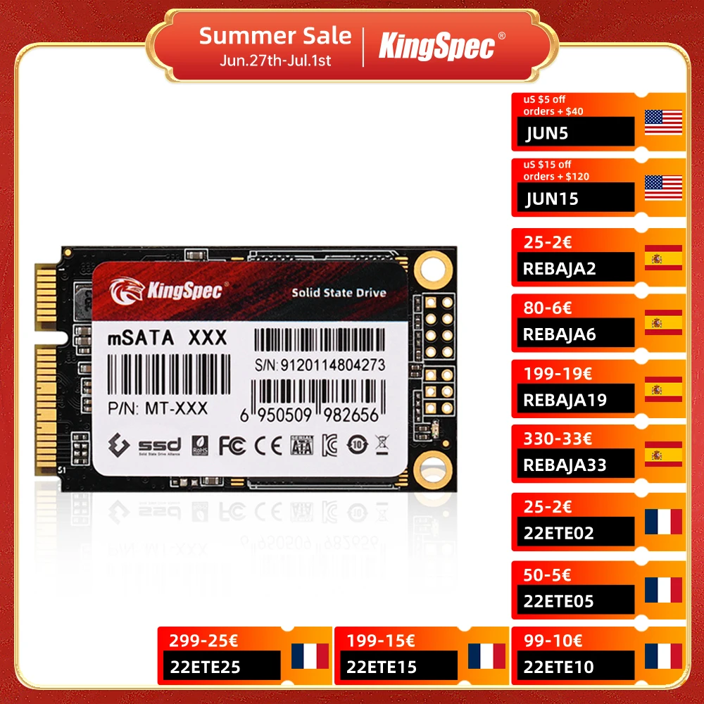 KingSpec 128 256gb 512gb 미니 PCIE mSATA SATA III 6 기가바이트/초 SSD 64gb ...