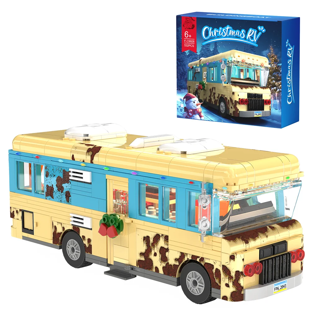 MOC-Christmas-Theme-Caravans-Model-Building-Blocks-Classic-Travel-rv ...