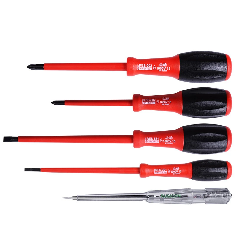 4pcs 1000V Insulated Screwdriver set with Voltage Tester CR V Magnetic ...