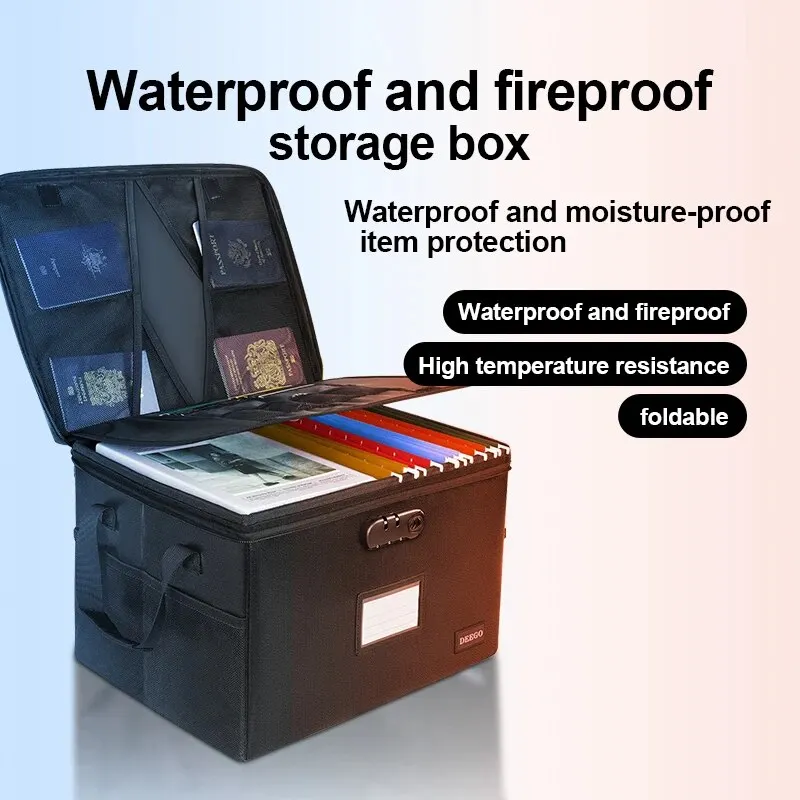 Firproof-Document-Box-Office-Large-Capacity-Waterproof-Safe-Case-Zipper ...