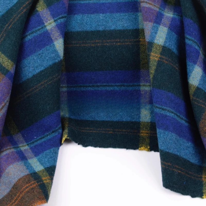 Luxury Multicolor Plaid Woolen Tweed Fabric A/W Hanfu Coat Gown ...