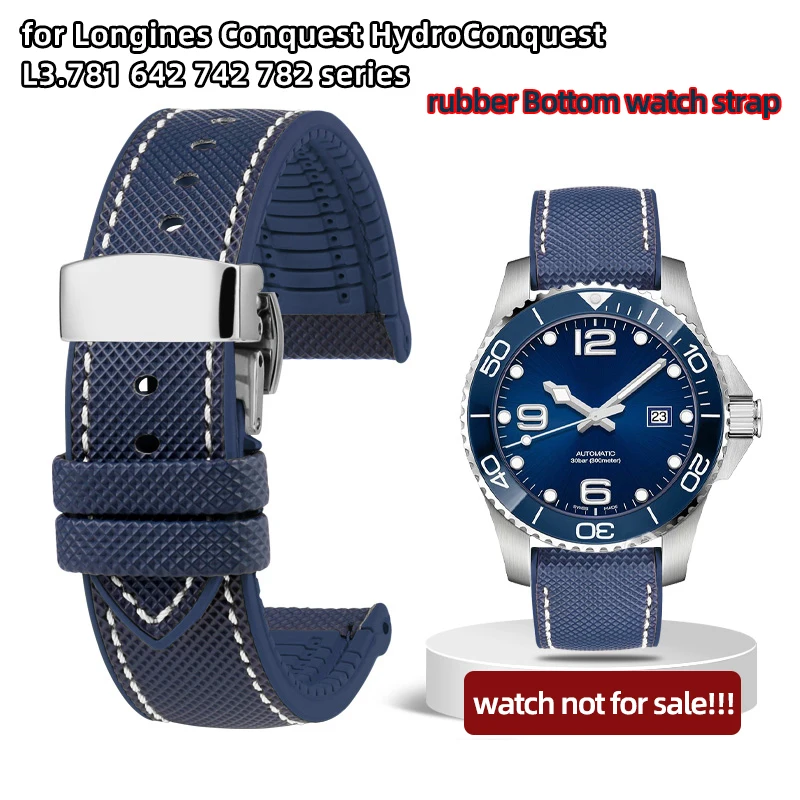 19mm 21mm 22mm nylon rubber Bottom watch strap for Longines Conquest ...